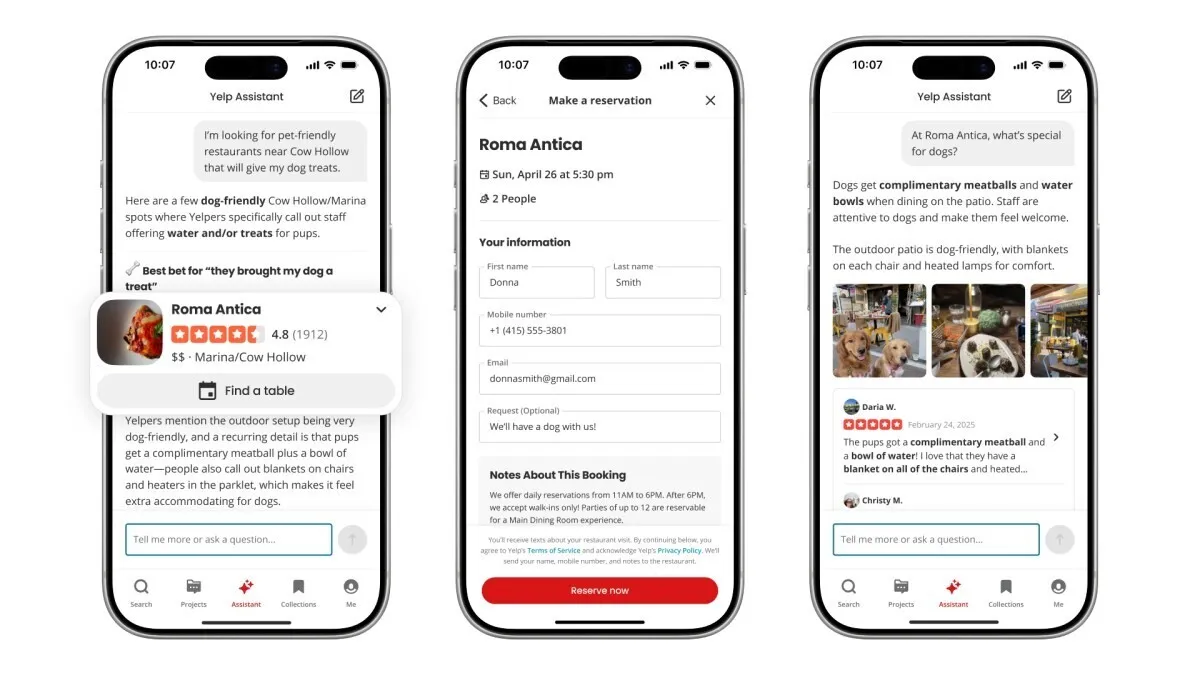 Yelp's updated AI assistant can answer questions and book a restaurant ...