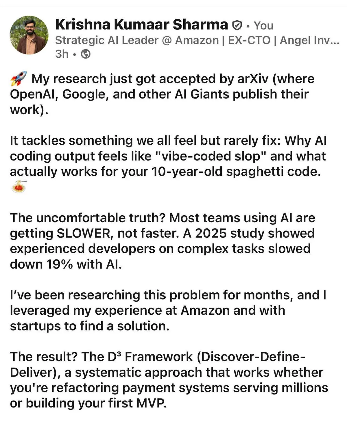 One HOE at Amazon dropped a bomb shell research on AI Coding ...