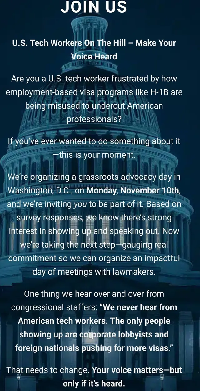 🚨🚨 URGENT 🚨🚨 US Tech Workers Protest in Washington DC on November 10th ...
