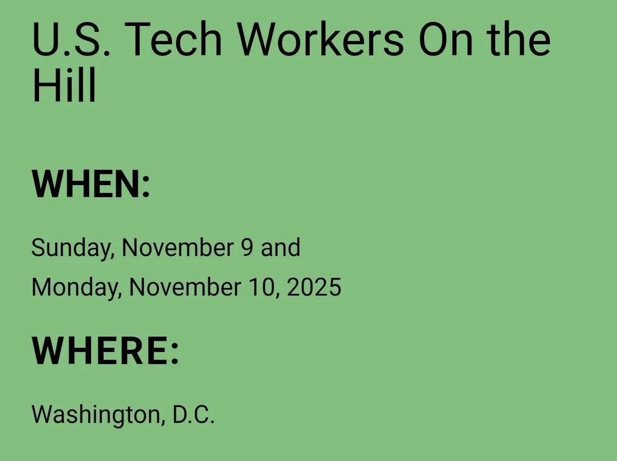 🚨🚨 URGENT 🚨🚨 US Tech Workers Protest in Washington DC on November 10th ...