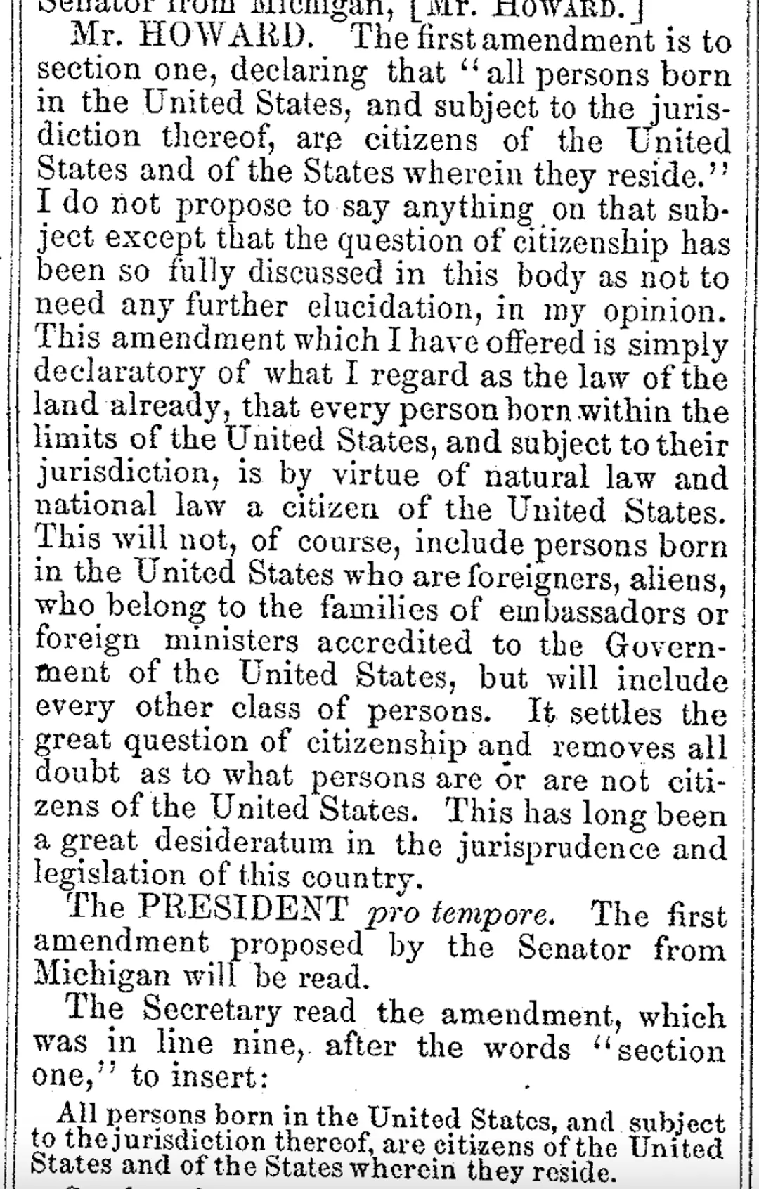 14th Amendment original interpretation and discussion | White House ...